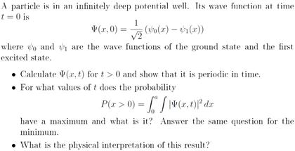 Solved A particle is in an infinitely deep potential well. | Chegg.com