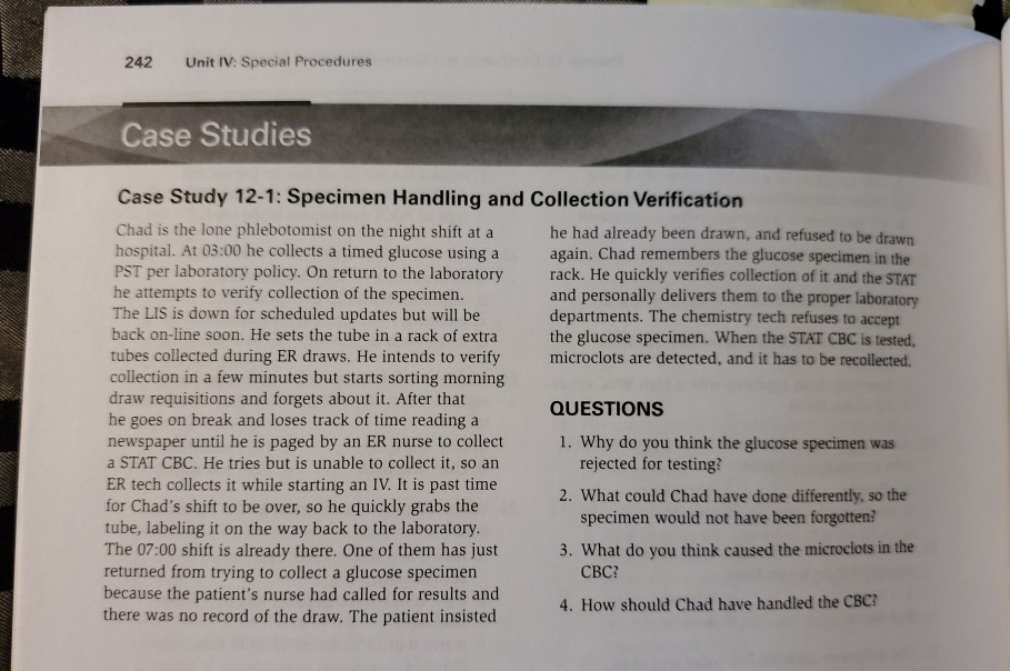 Solved 242 Unit IV: Special Procedures Case Studies Case | Chegg.com