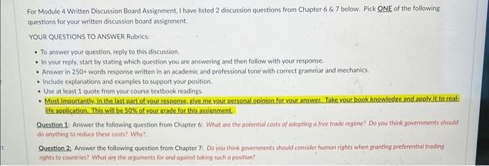 For Module 4 Written Discussion Board Assignment, I | Chegg.com
