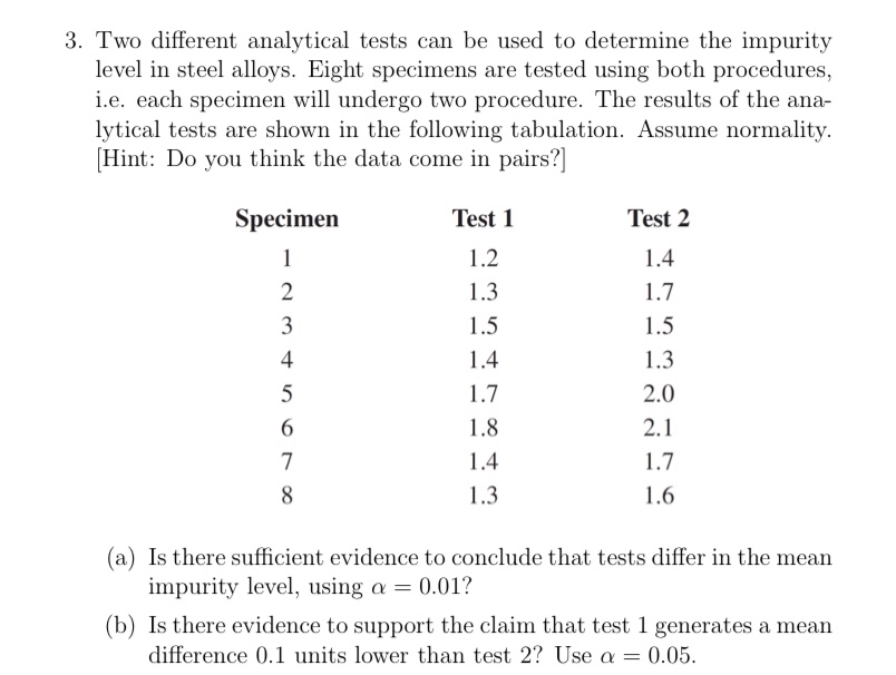 Solved Two different analytical tests can be used to | Chegg.com