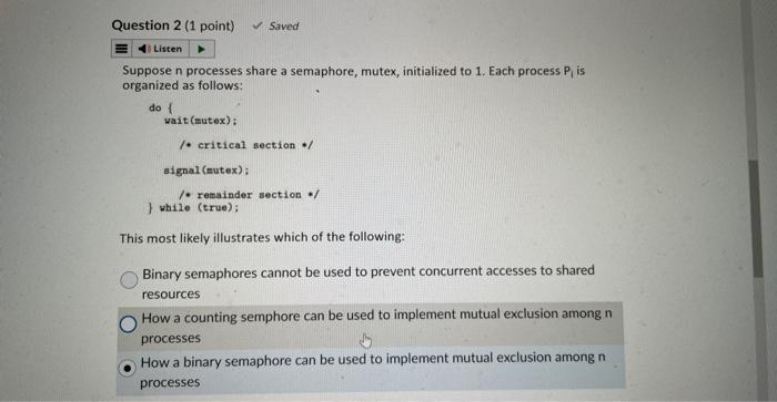 Solved Suppose n processes share a semaphore, mutex, | Chegg.com