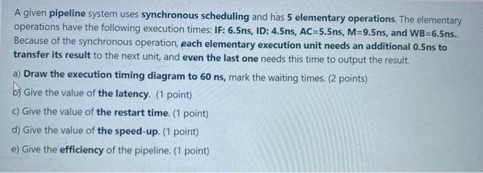 A given pipeline system uses synchronous scheduling | Chegg.com