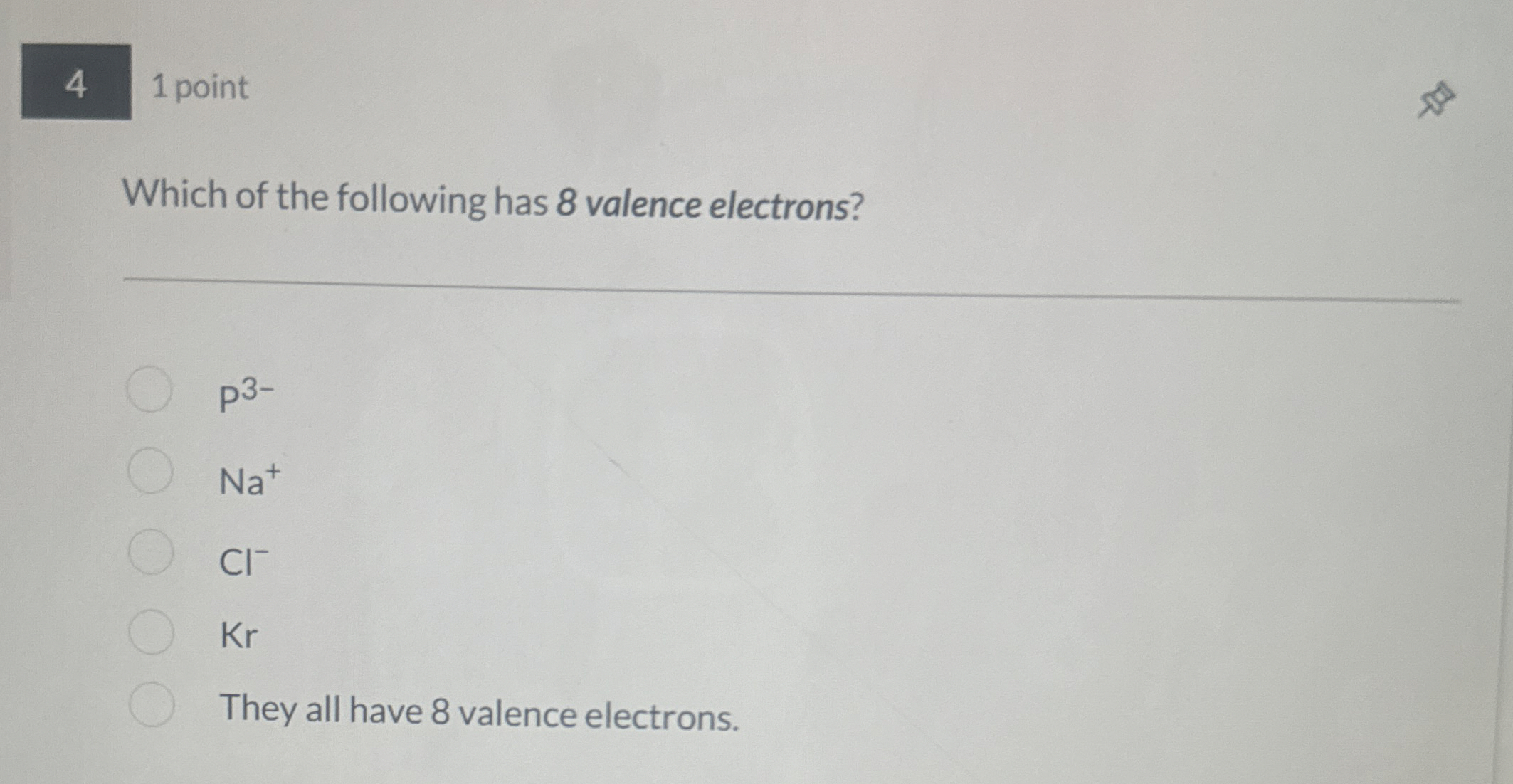 Solved 1 ﻿pointWhich of the following has 8 ﻿valence | Chegg.com