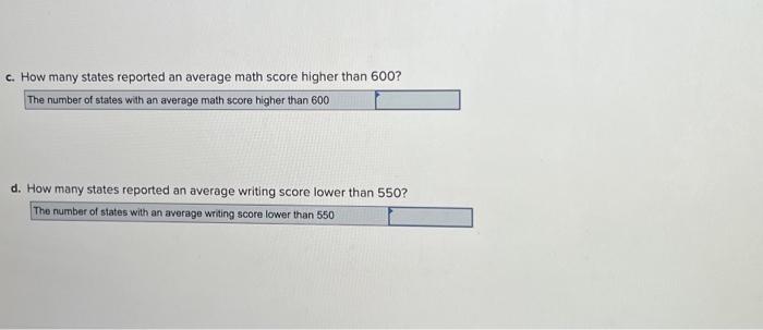 Solved The accompanying data file lists the average writing | Chegg.com