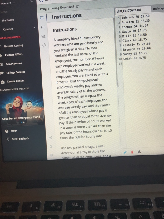 Solved Diamant Programming Exercise 8-17 main.cp 0 | Chegg.com