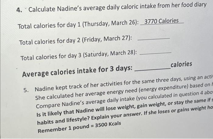 1. Calculate Nadine's BMI (show your calculation). In | Chegg.com