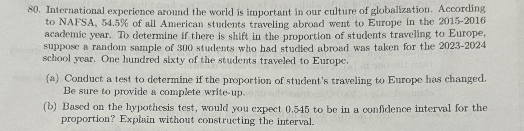 International experience around the world is | Chegg.com