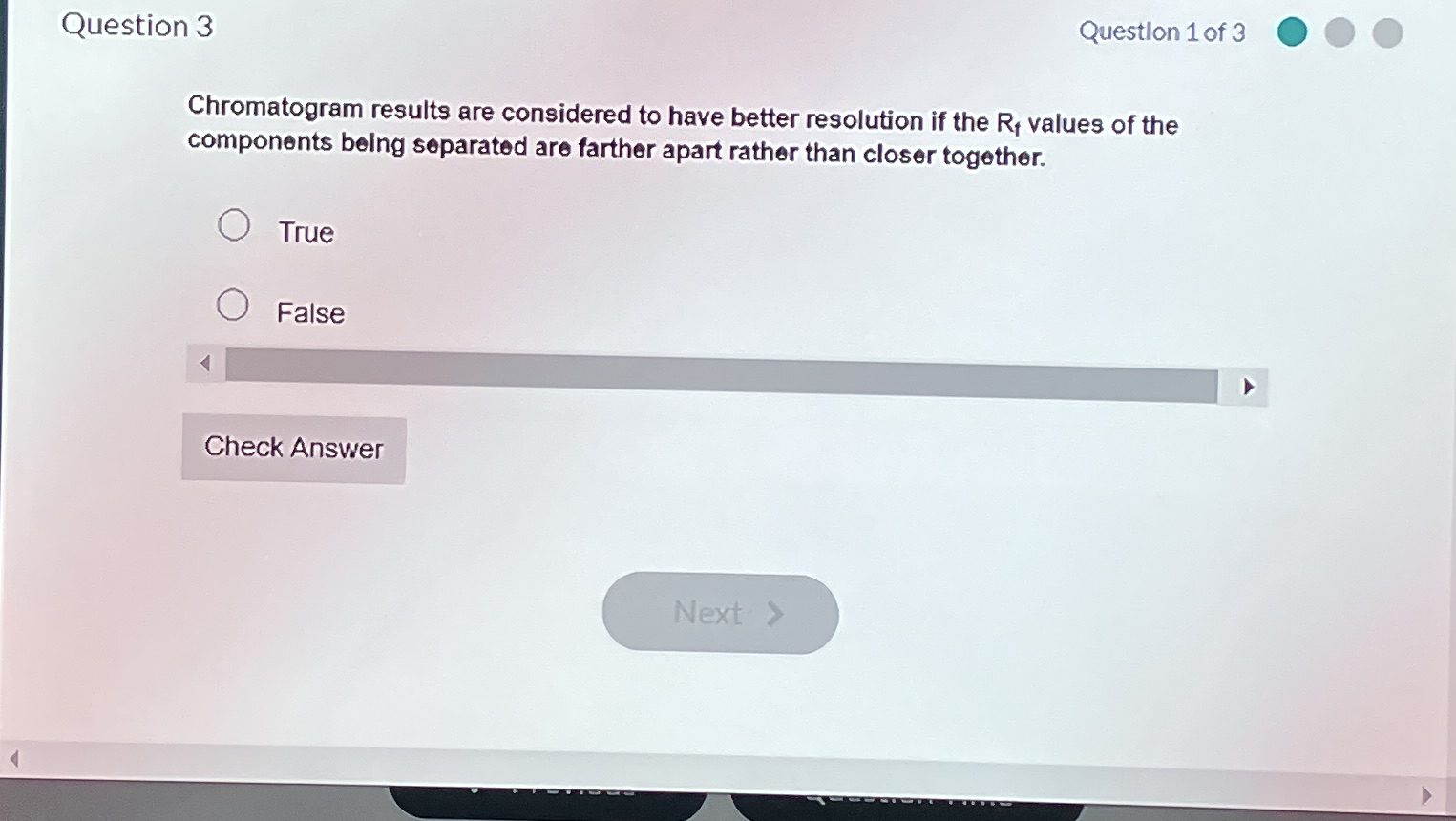 Solved Question 3Questlon 1 ﻿of 3Chromatogram results are | Chegg.com