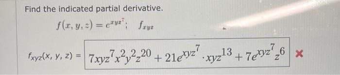 Solved Find the indicated partial derivative. | Chegg.com