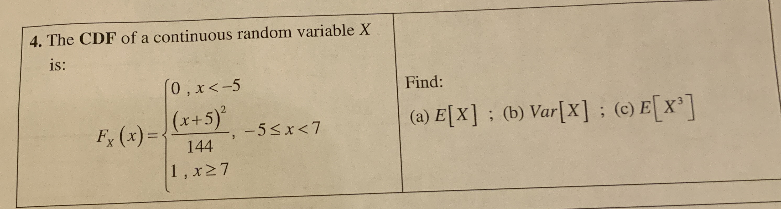 Solved The CDF of a continuous random variable x | Chegg.com