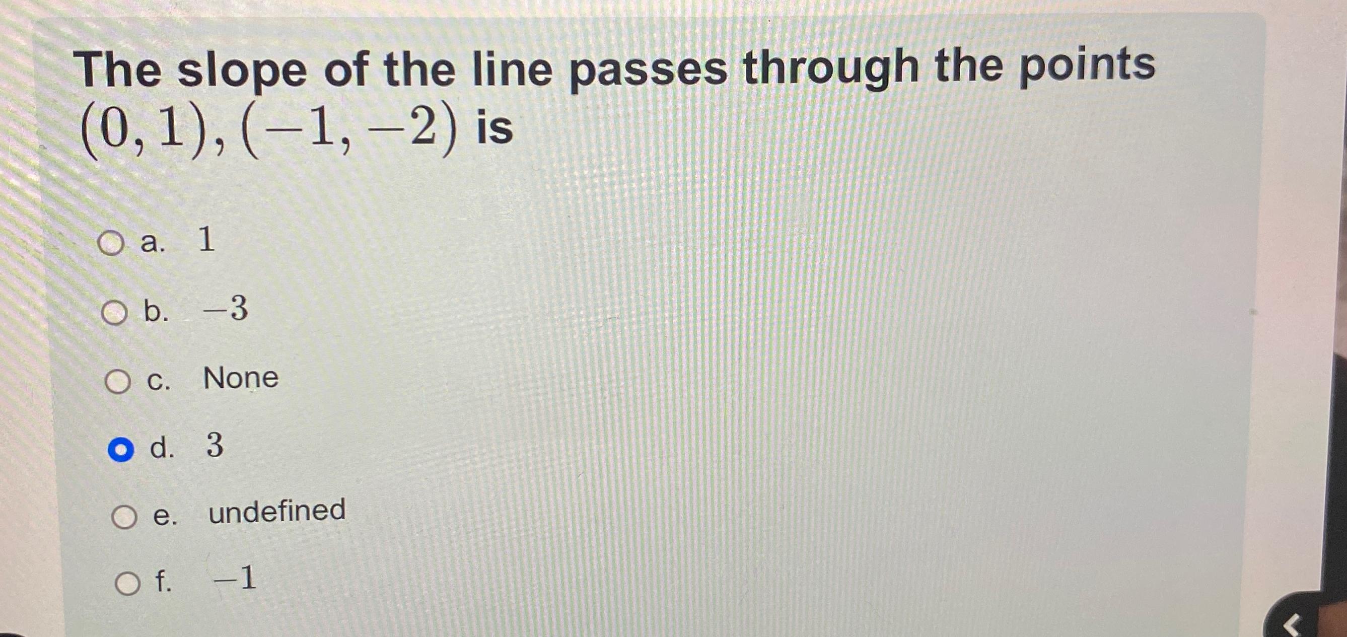 Solved The slope of the line passes through the points | Chegg.com