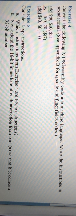 Solved Exercise 5 Consider I-type instructions. a. Which | Chegg.com