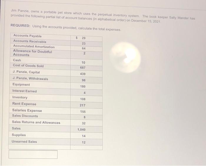 Solved calculate total expense, gross profit ,net sales | Chegg.com