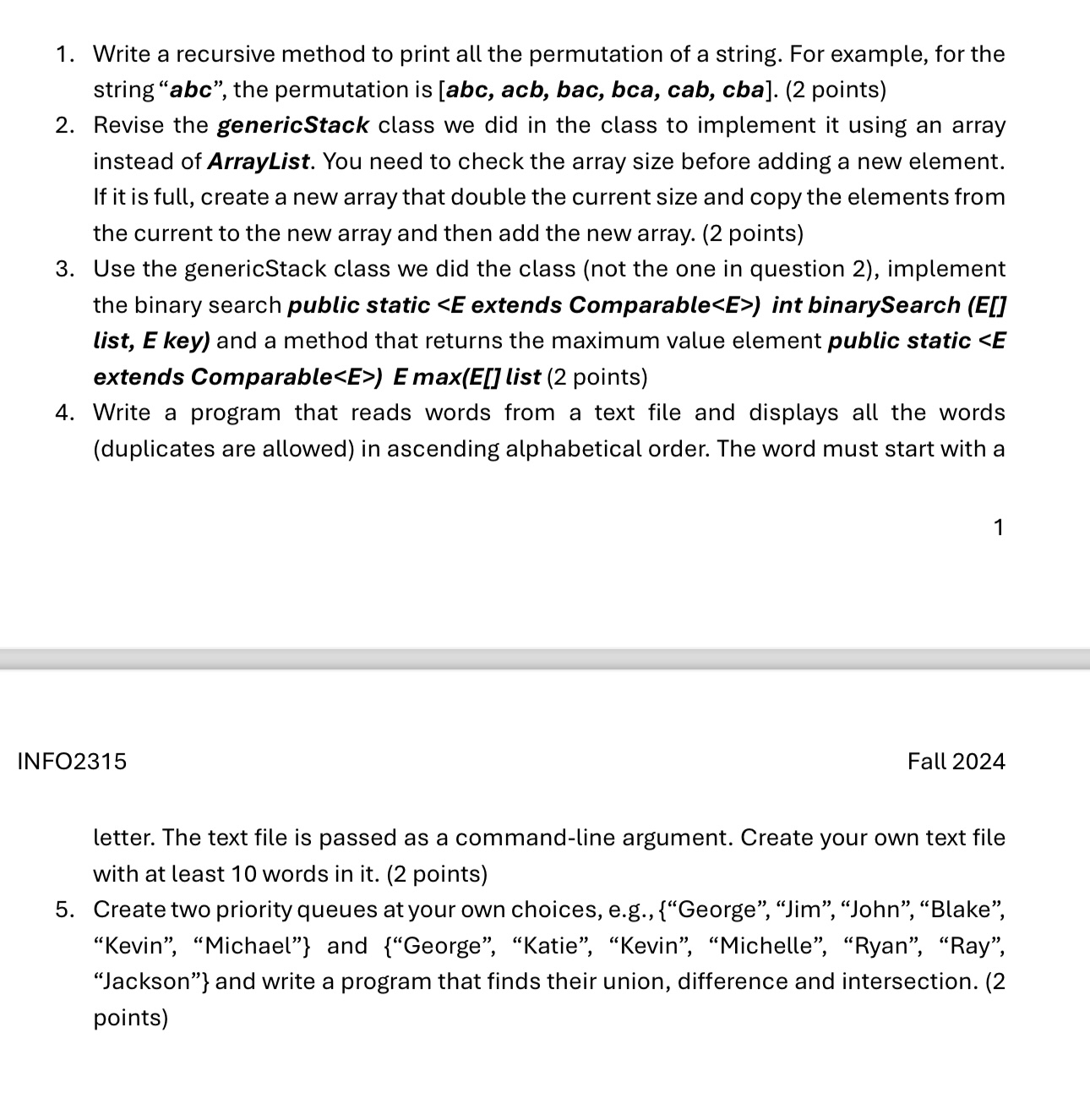 Solved I need code for these 5 ﻿questions. Dont use AI, | Chegg.com
