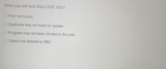 Solved When you will face SQLCODE -803?Plan not | Chegg.com