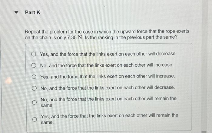Solved A student suspends a chain consisting of three links, | Chegg.com