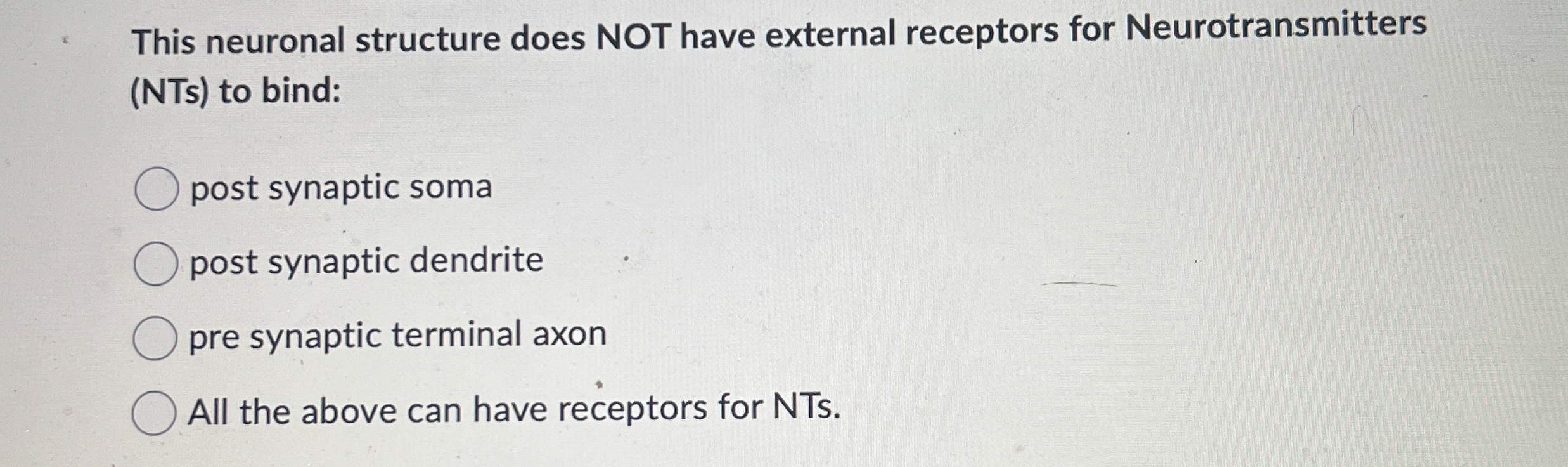 Solved This neuronal structure does NOT have external | Chegg.com