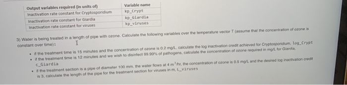 The basic form of the Chick-Watson law is: logo The | Chegg.com
