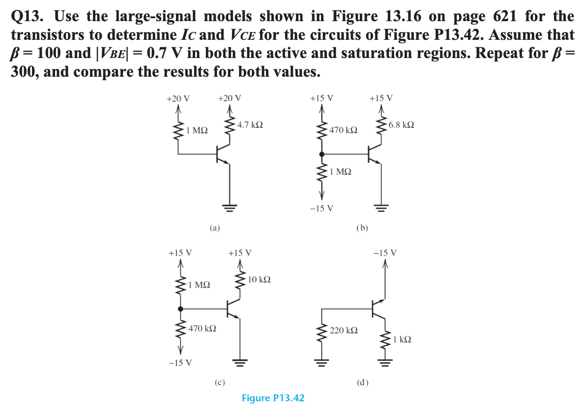 Solved Q13. ﻿Use the large-signal models shown in Figure | Chegg.com