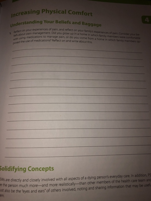 Solved easing Physical Comfort Increasing P erstanding Your | Chegg.com