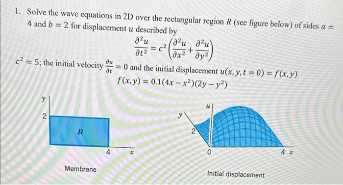 Solved 1. Solve the wave equations in 2D over the | Chegg.com