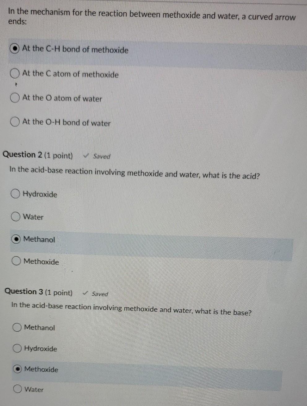 Solved In the mechanism for the reaction between methoxide | Chegg.com