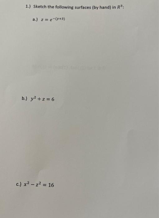 Solved 1.) Sketch the following surfaces (by hand) in R3 : | Chegg.com