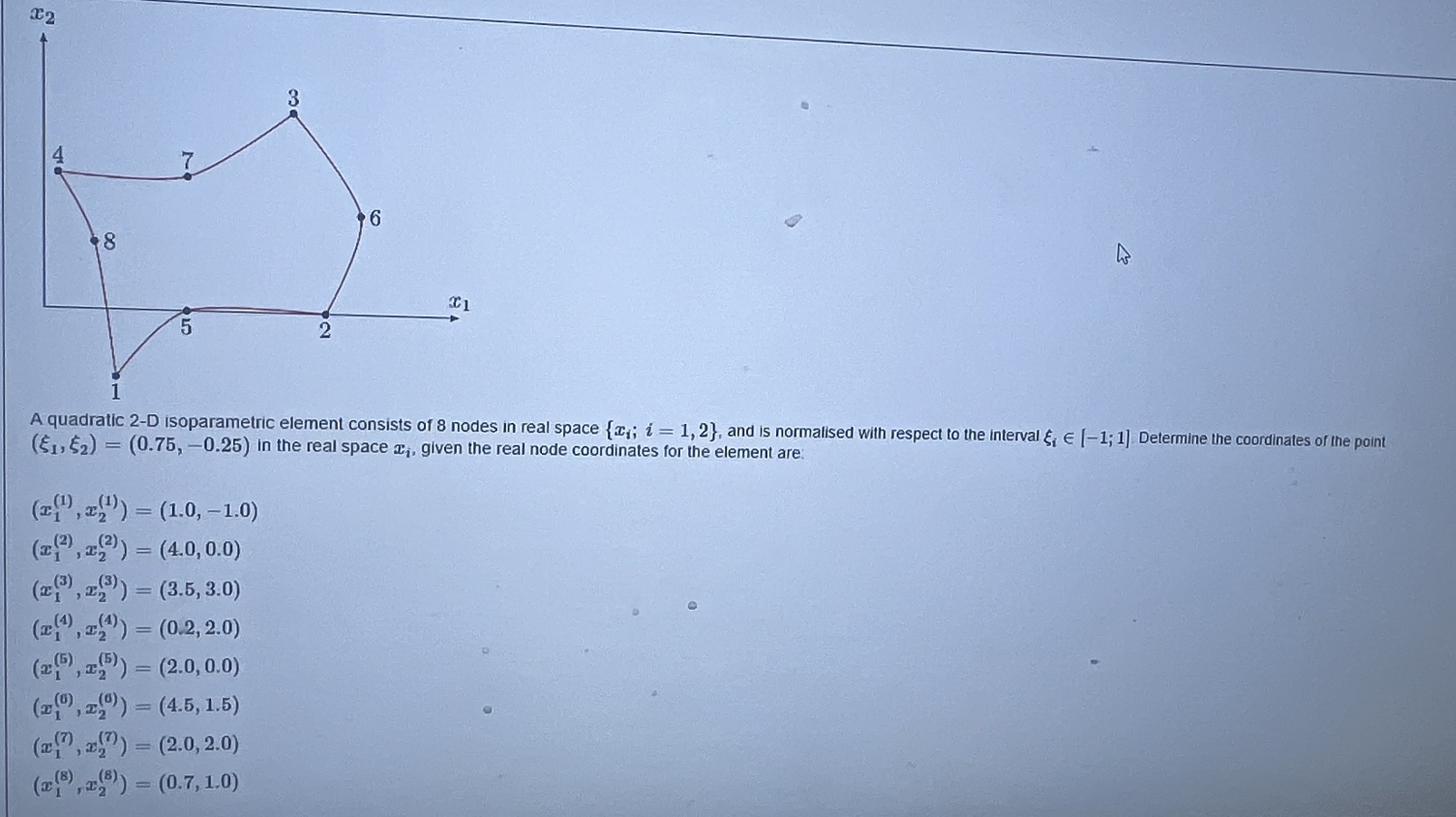 Solved x2A quadratic 2-D isoparametric element consists of 8 | Chegg.com