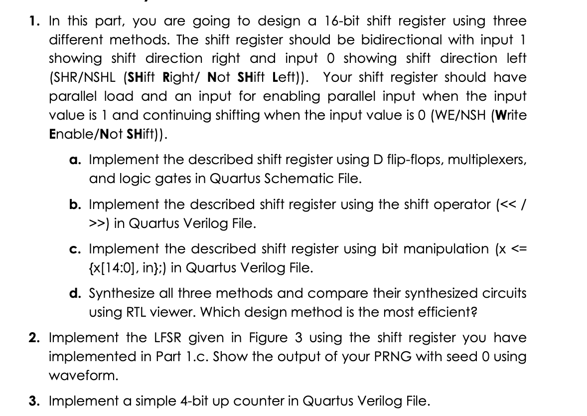 Solved In this part, you are going to design a 16 -bit shift | Chegg.com