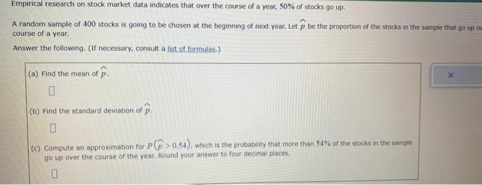 Solved Empirical research on stock market data indicates | Chegg.com