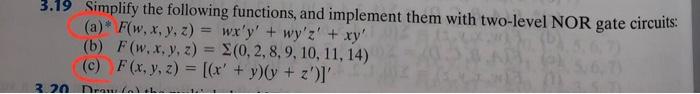 Solved 3.19 Simplify the following functions, and implement | Chegg.com