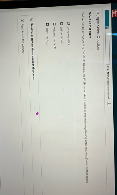 Solved GrawHAII 31 ﻿of 101 ﻿Concepts completedMultiple | Chegg.com