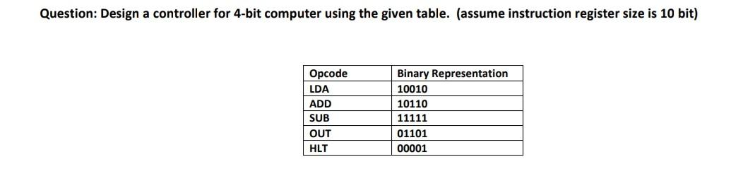 Solved Question: Design a controller for 4-bit computer | Chegg.com