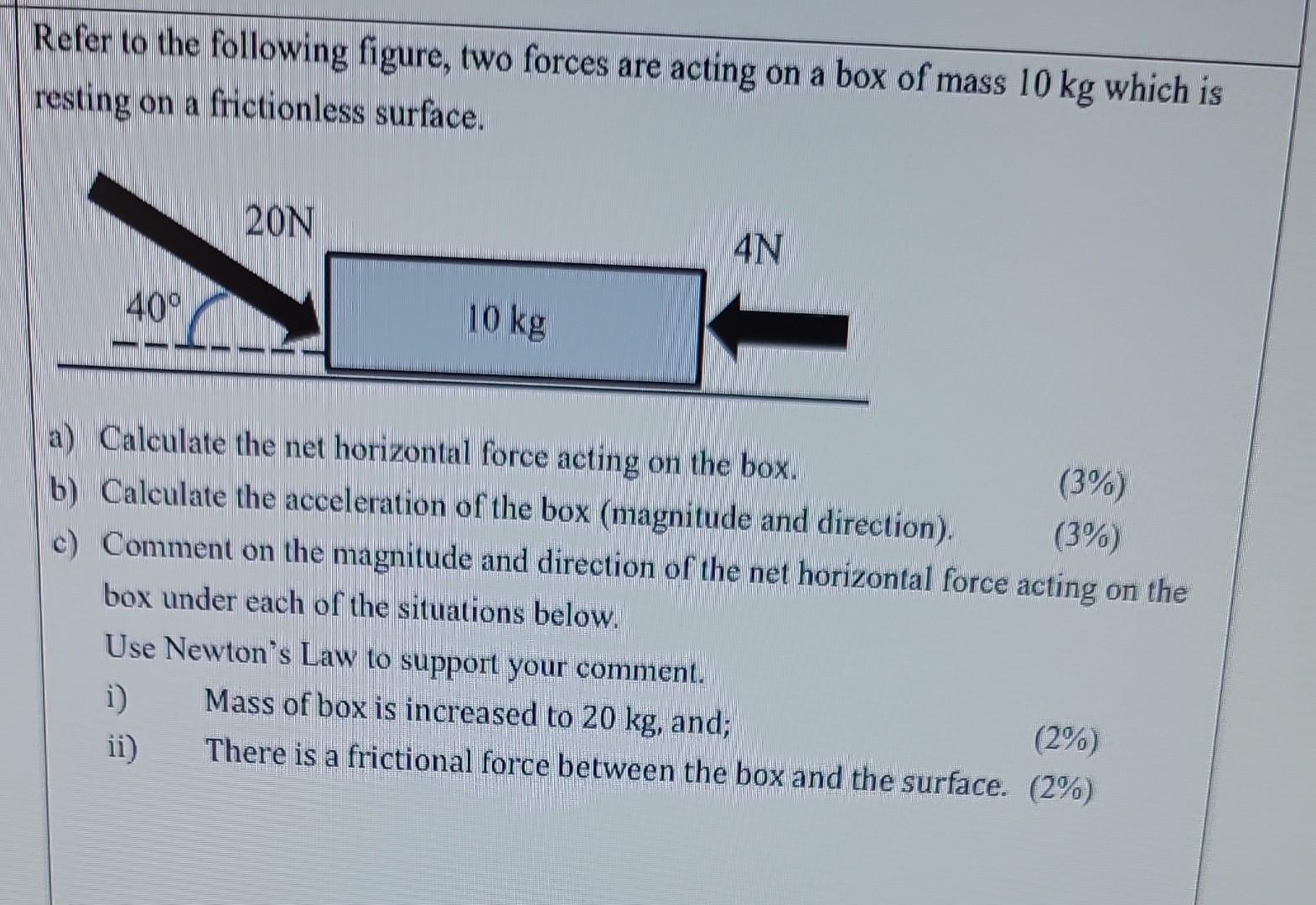 Solved Refer to the following figure, two forces are acting | Chegg.com