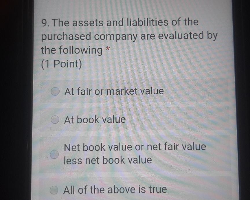 Solved 9. The assets and liabilities of the purchased | Chegg.com