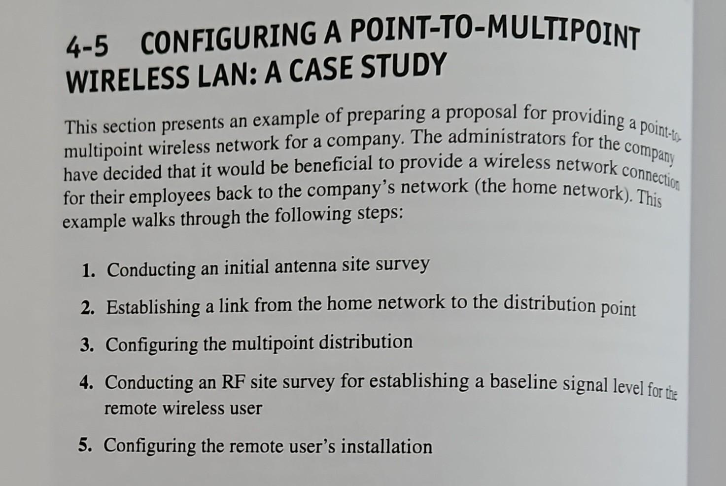 Solved 4-5 CONFIGURING A POINT-TO-MULTIPOINT WIRELESS LAN: A | Chegg.com