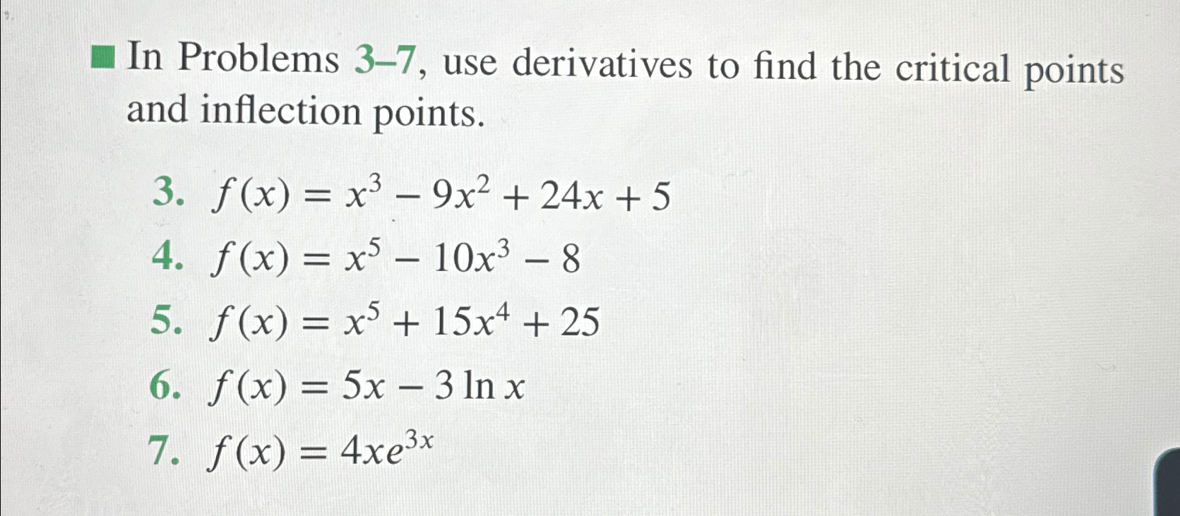 Solved In Problems 3-7, ﻿use derivatives to find the | Chegg.com