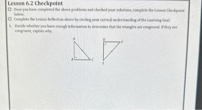 Solved esson 6.2 Checkpoint Once you have completed the | Chegg.com