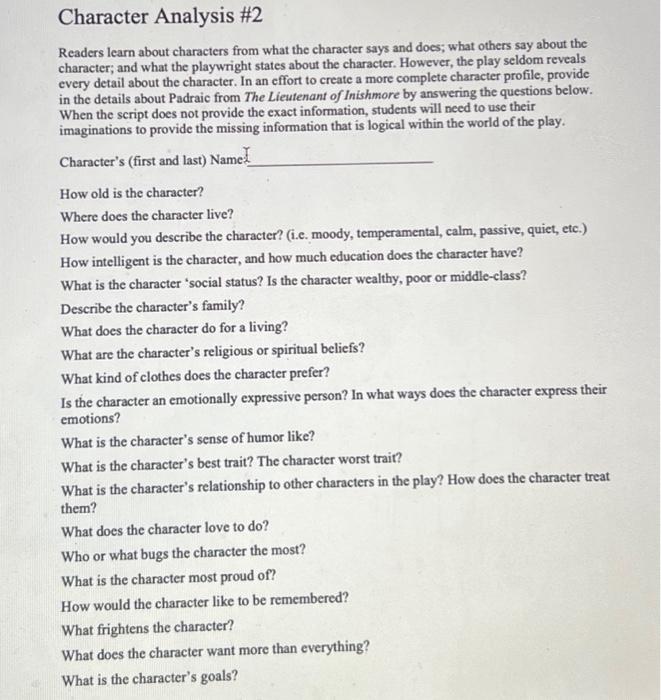 Readers learn about characters from what the | Chegg.com