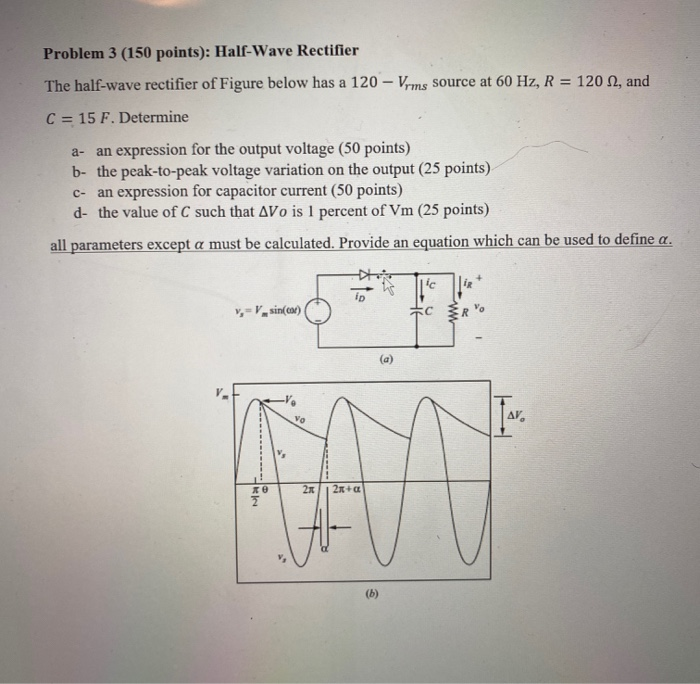 Solved Problem 3 (150 points): Half-Wave Rectifier The | Chegg.com
