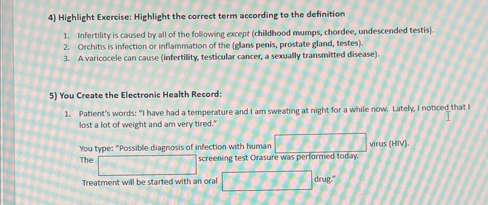 Solved Highlight Exercise: Highlight the correct term | Chegg.com