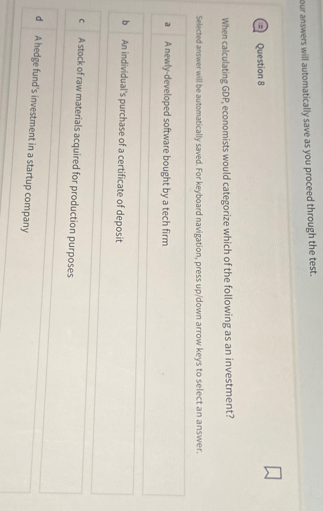 Solved our answers will automatically save as you proceed | Chegg.com