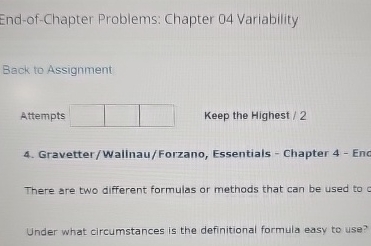 Solved End-of-Chapter Problems: Chapter 04 ﻿Variability Back | Chegg.com