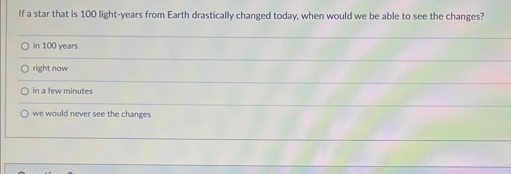 Solved If a star that is 100 ﻿light-years from Earth | Chegg.com
