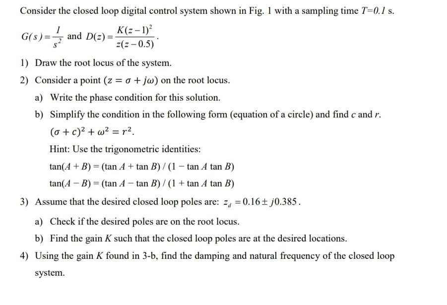 Solved Consider the closed loop digital control system shown | Chegg.com