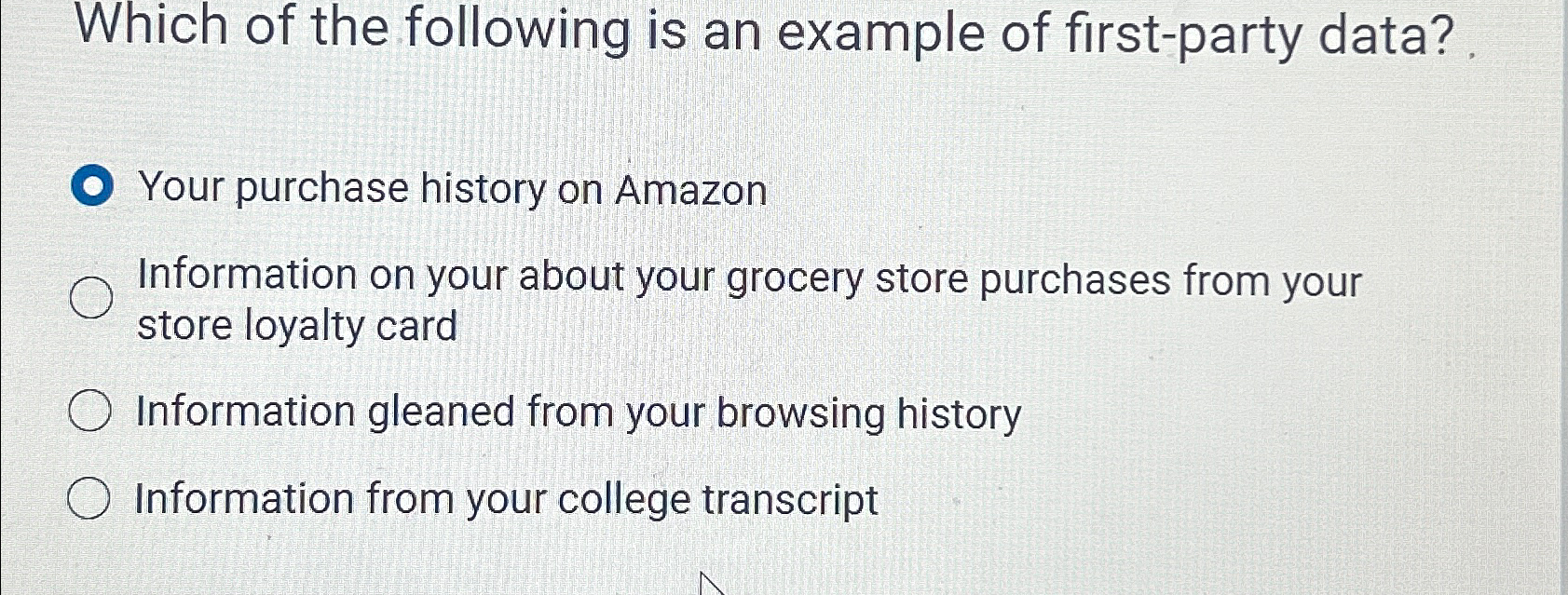 Solved Which of the following is an example of first-party | Chegg.com
