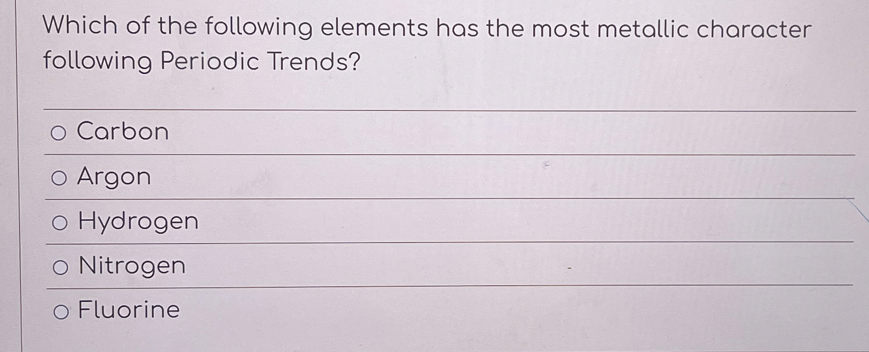 Which of the following elements has the most metallic | Chegg.com