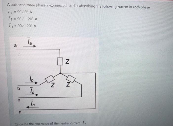Solved A balanced three phase Y-connected load is absorbing | Chegg.com
