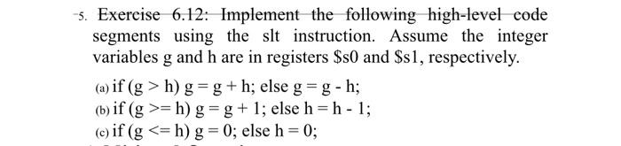 Solved 5 Exercise 612 Implement The Following High Level 