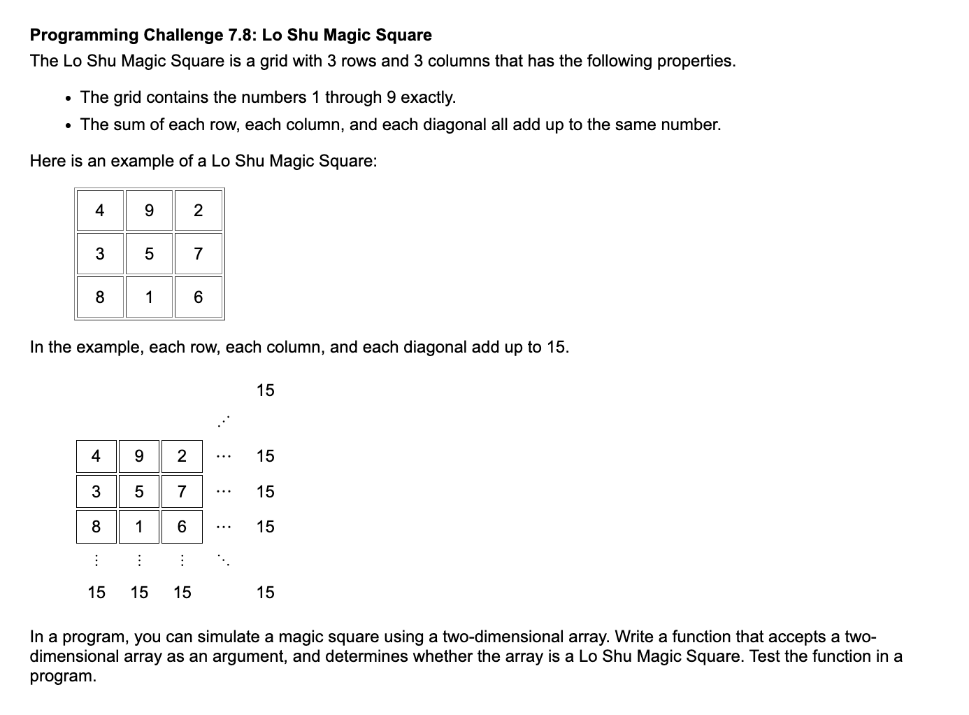 Solved Programming Challenge 7.8: Lo Shu Magic SquareThe Lo | Chegg.com